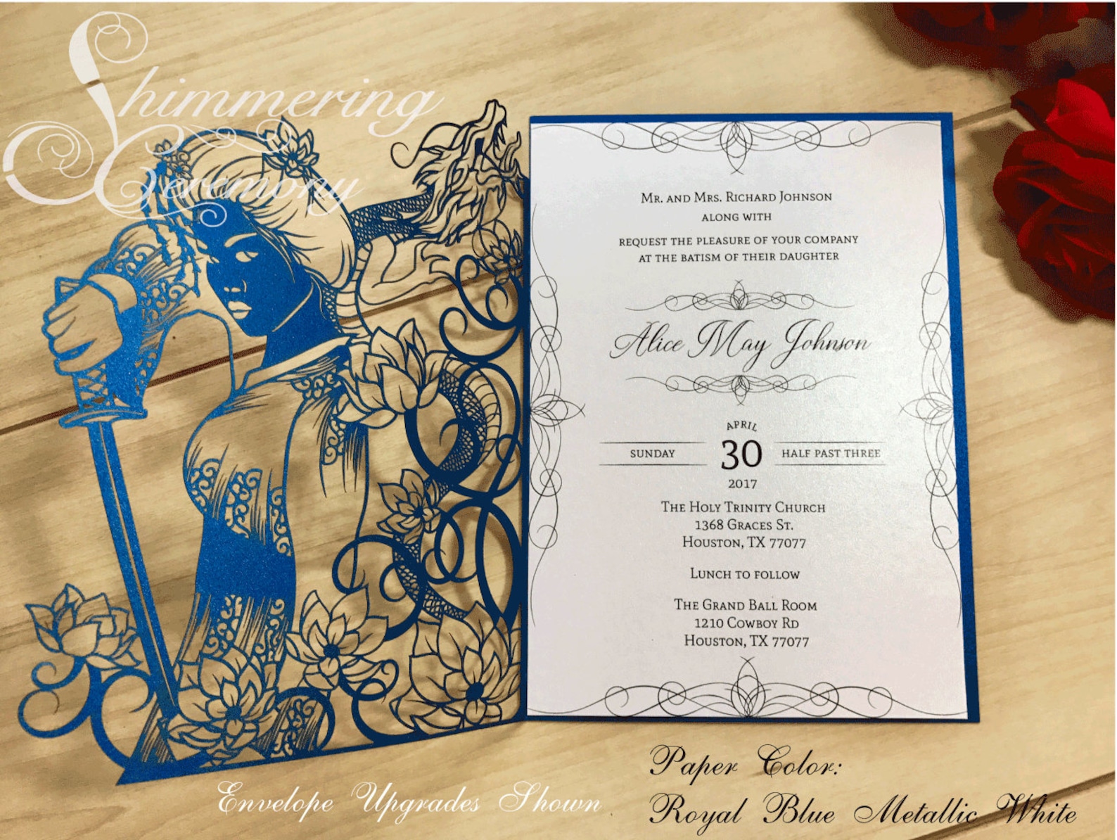 Mulan Geisha Laser Cut Wedding Invitation, Dragon Sword Design - Etsy