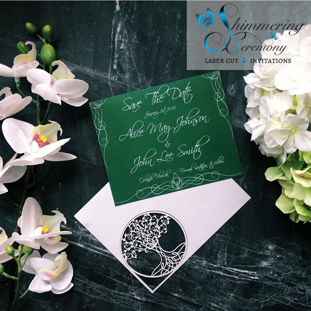 Tree of Life Save the Date Card Laser Cut Pocket for Wedding Event - Etsy