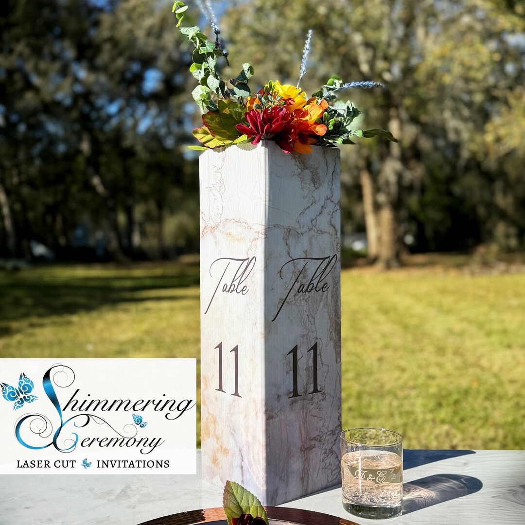 Stone Table Number Centerpiece Flower Box Marble Base Wedding Party ...