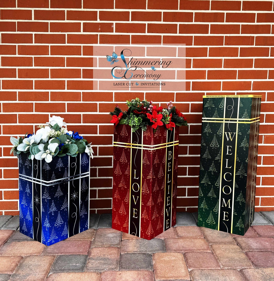 Christmas Present Flower Box Sign Welcome Sign Xmas Wrapping Paper ...