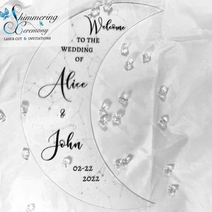 Moon and Stars Shaped Acrylic Welcome Wedding Sign Celestial Starry ...