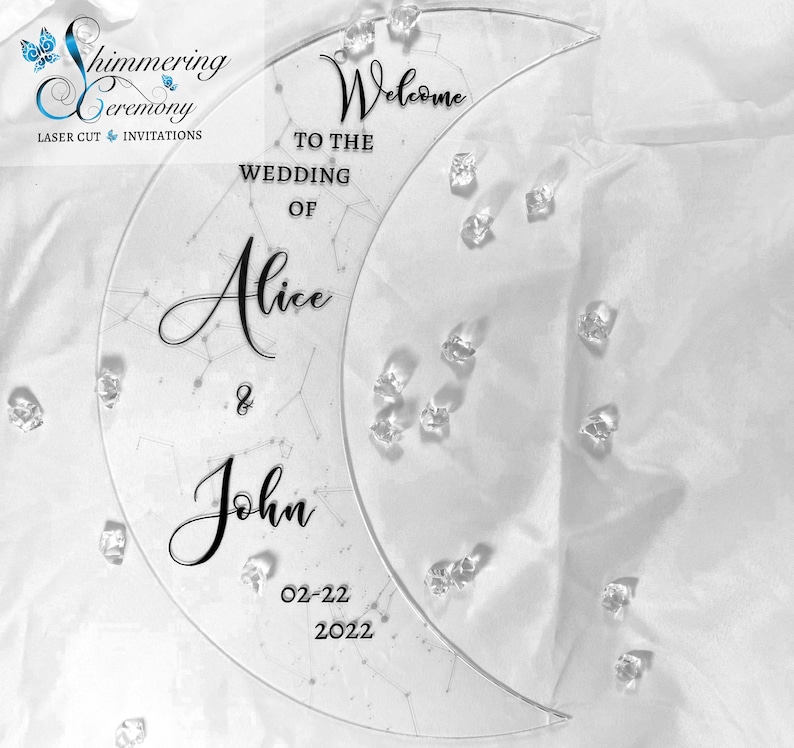 Moon and Stars Shaped Acrylic Welcome Wedding Sign Celestial - Etsy