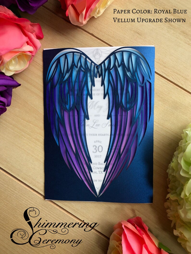 Angel Wings Laser Cut Christening Invitation Gold Gatefold - Etsy