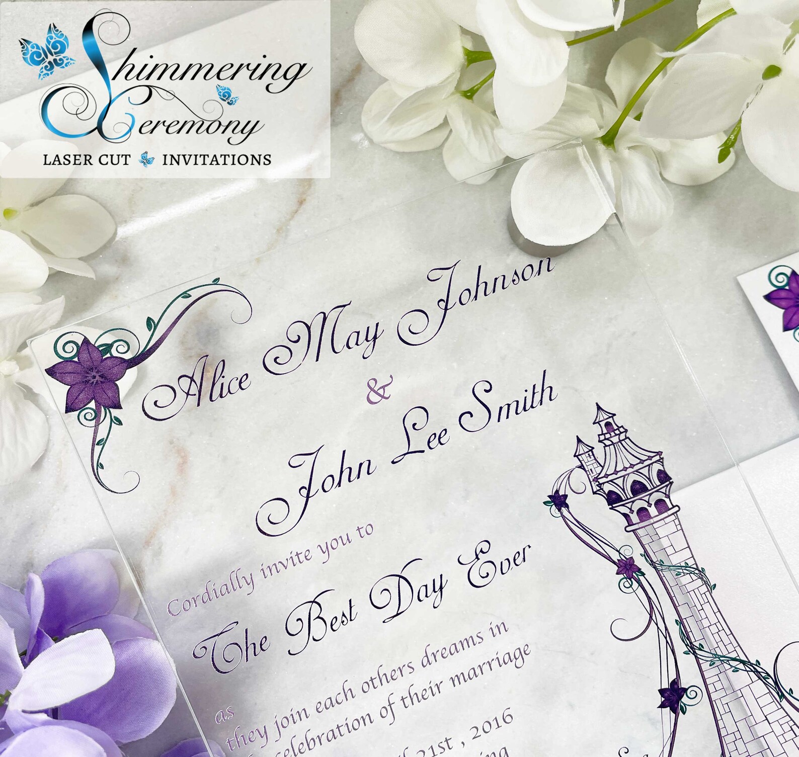 Rapunzel Inspired Tangled Tower Acrylic Wedding Invitation - Etsy