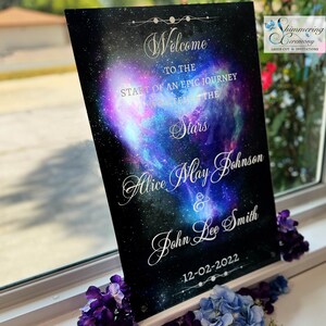 Galaxy Heart Acrylic Wedding Welcome Sign Personalized UV Printed - Etsy