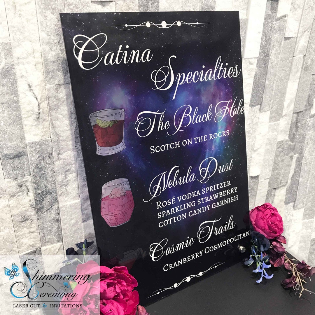 Galaxy Heart Bar Menu Sign Signature Cocktails Space Star Wars Inspired ...