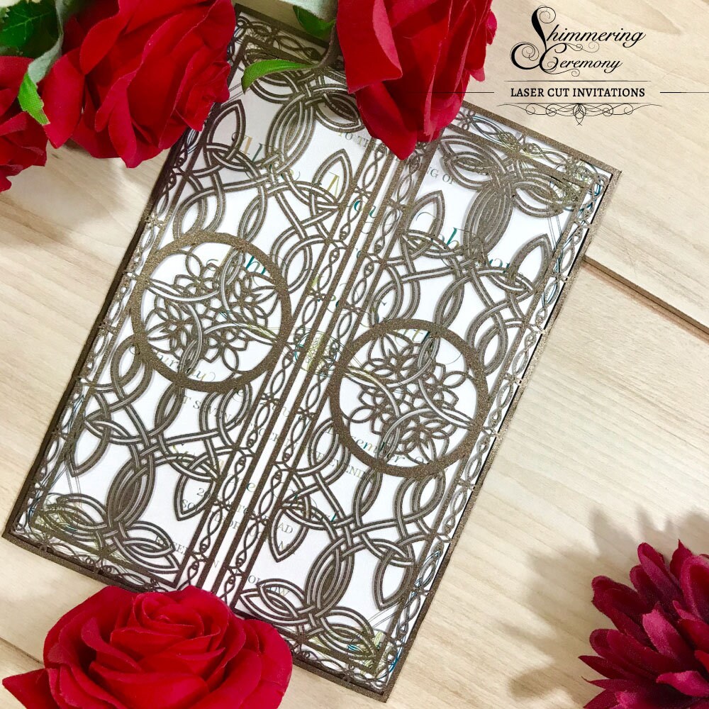 Celtic Knot Laser Cut Wedding Invitation, Irish Woven Cross - Etsy