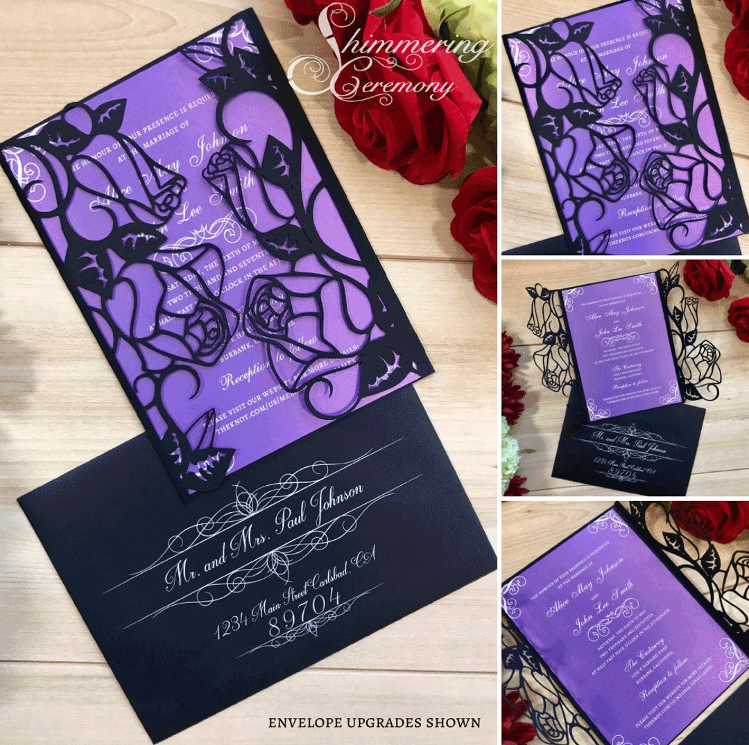 Roses Laser Cut Gatefold Wedding Invitation With RSVP - Etsy