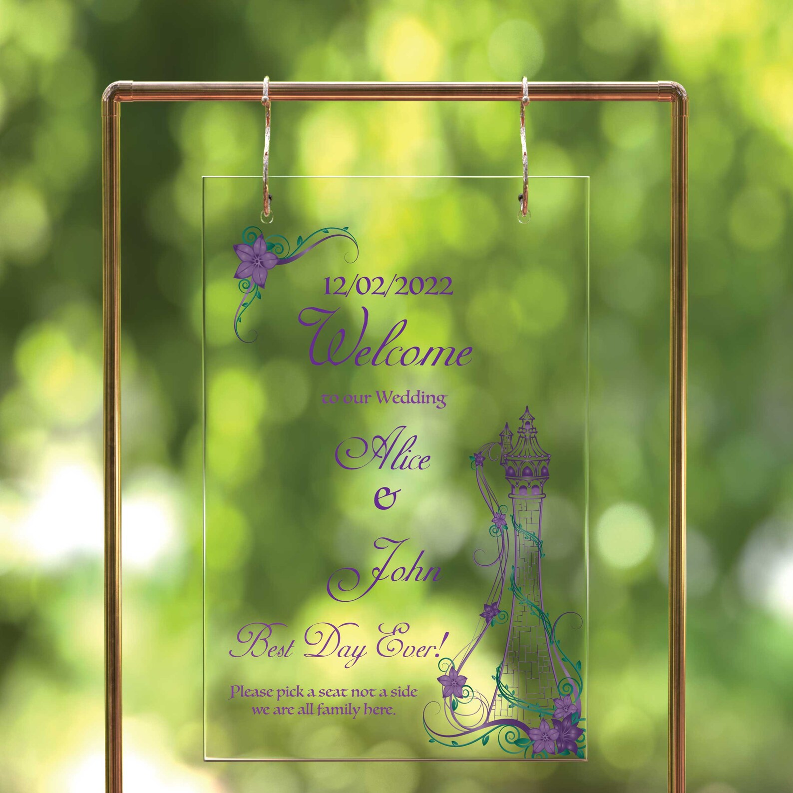 Tangled Tower Acrylic Wedding Welcome Sign Personalized UV | Etsy
