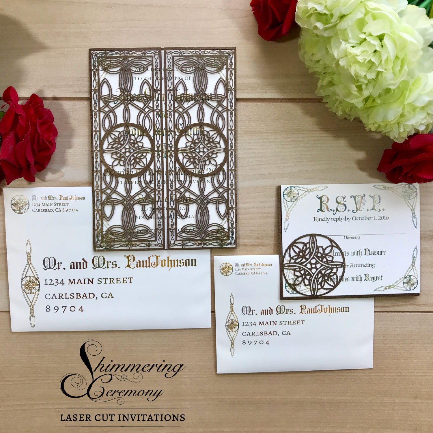 Celtic Knot Laser Cut Irish Wedding Invitation Woven Cross Nordic ...