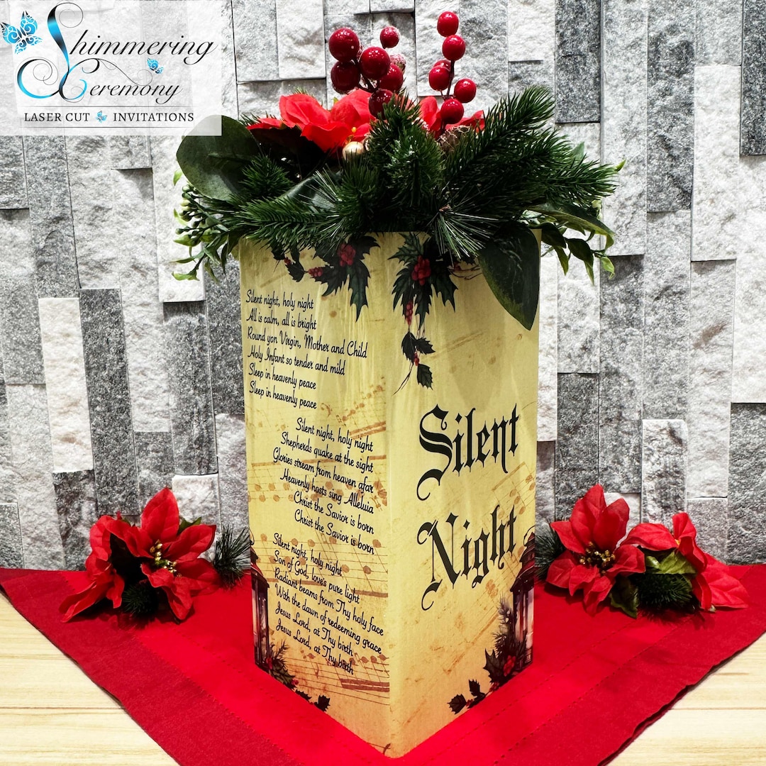 Christmas Carol Table Number Centerpiece Flower Box Festive Event Decor ...