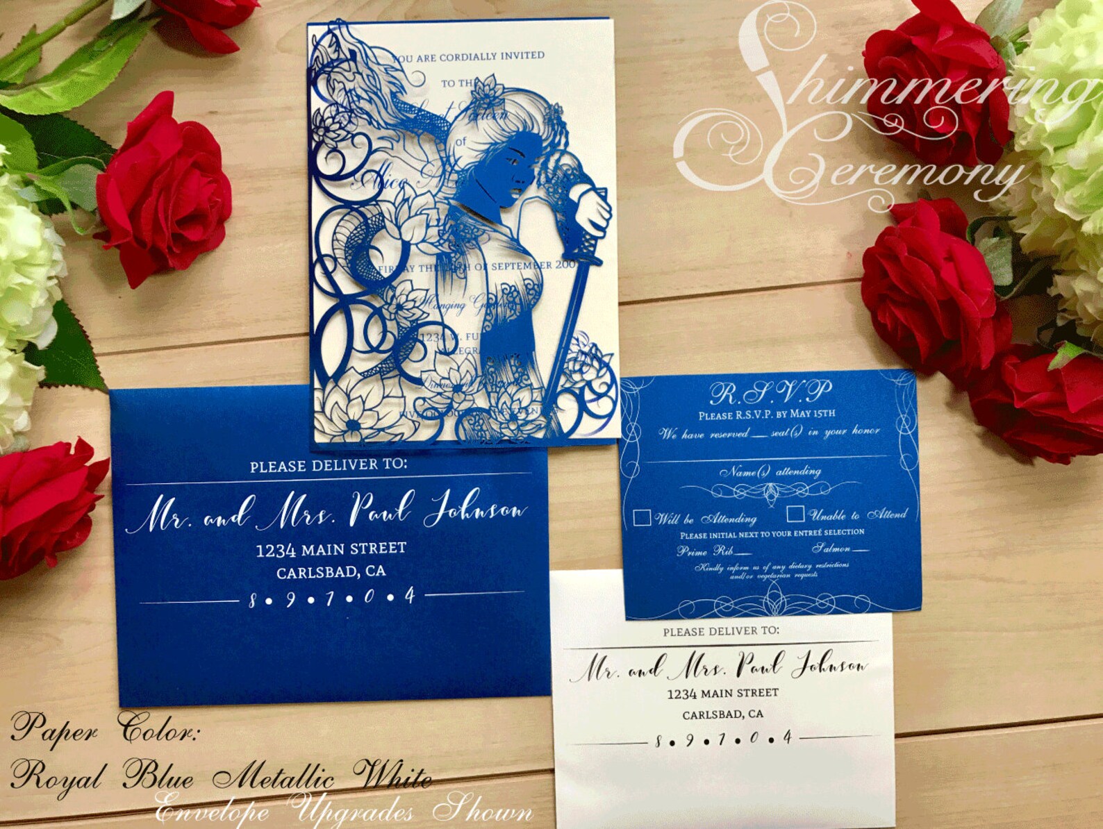 Mulan Geisha Laser Cut Wedding Invitation, Dragon Sword Design - Etsy
