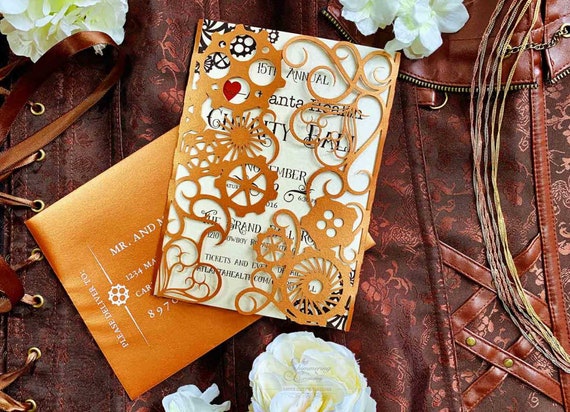 Steampunk Wedding Invitation Template
