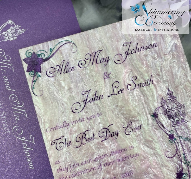 Rapunzel Inspired Tangled Tower Acrylic Wedding Invitation - Etsy