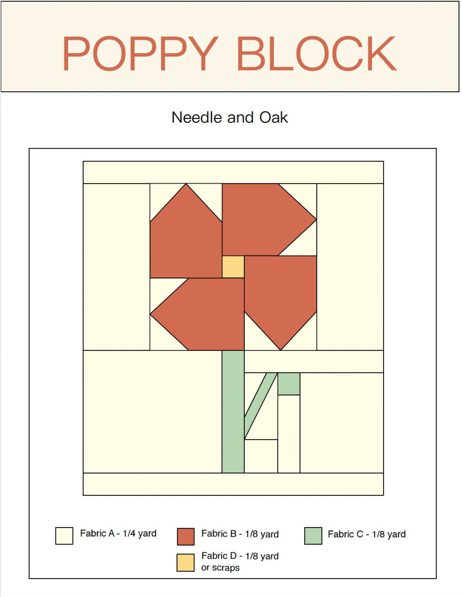 Poppy Quilt Block Guide - Digital PDF - Traditional Piecing Guide and ...
