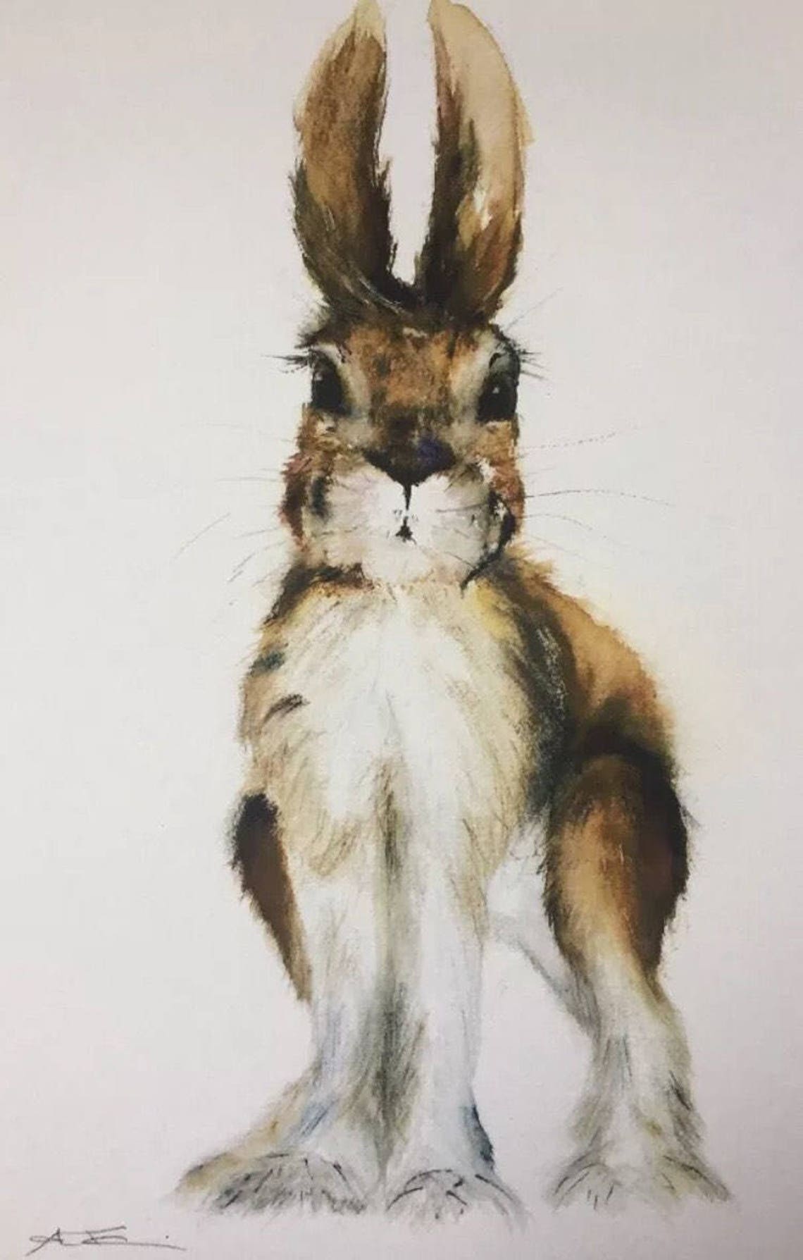 Hare Print of My Original Watercolour Standing Still Hare - Etsy