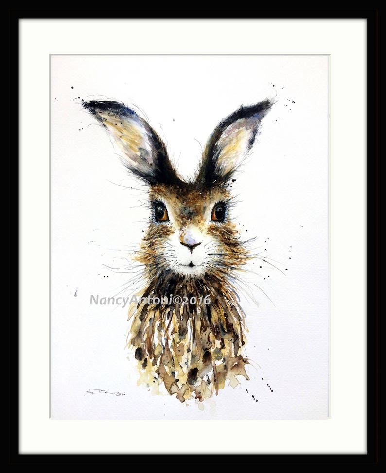 Hare Print of My Original Watercolour CUTE HARE 06 Painting by | Etsy