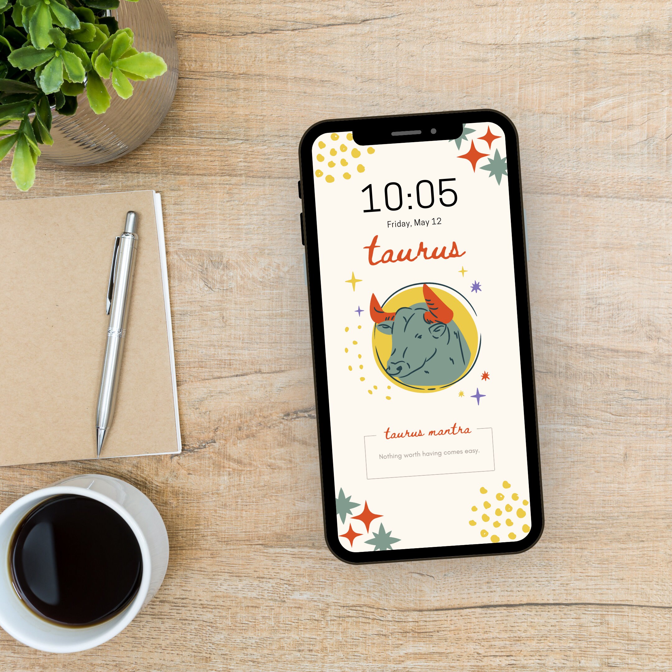 Taurus Phone Wallpaper Zodiac Sign Phone Background iPhone Background ...