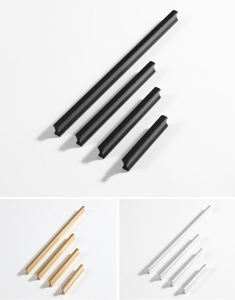 Long Pull Handle Modern Simple Black Gold Drawer Door Pull | Etsy