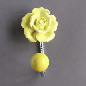 Colorful Rose Ceramic Hook for Clothes Hats Single Hook Pink Rose Hook ...