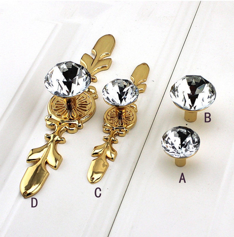Gold Crystal Knob Glass Knob Drawer Knob Dresser Knob - Etsy