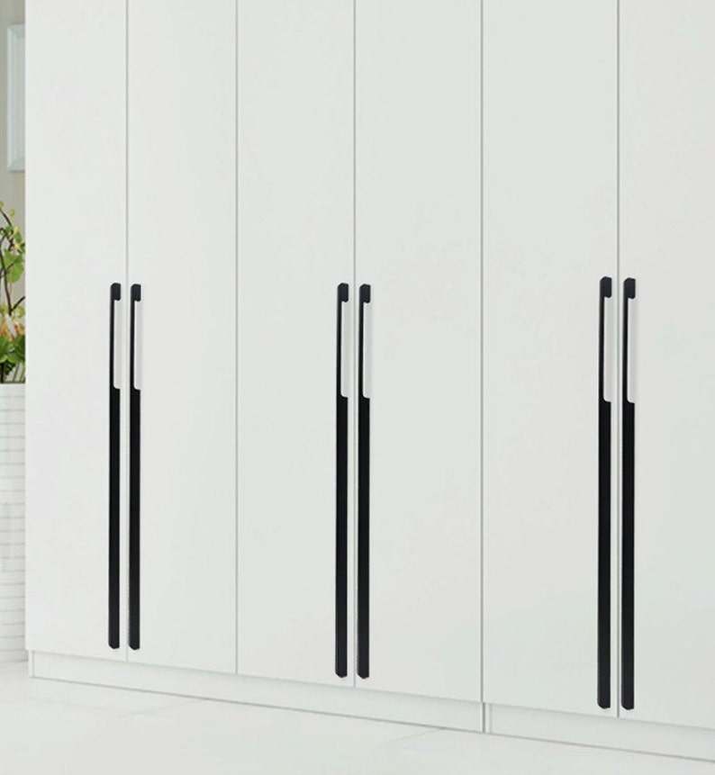 Long Pull Handle Modern Simple Black Gold Drawer Door Pull - Etsy
