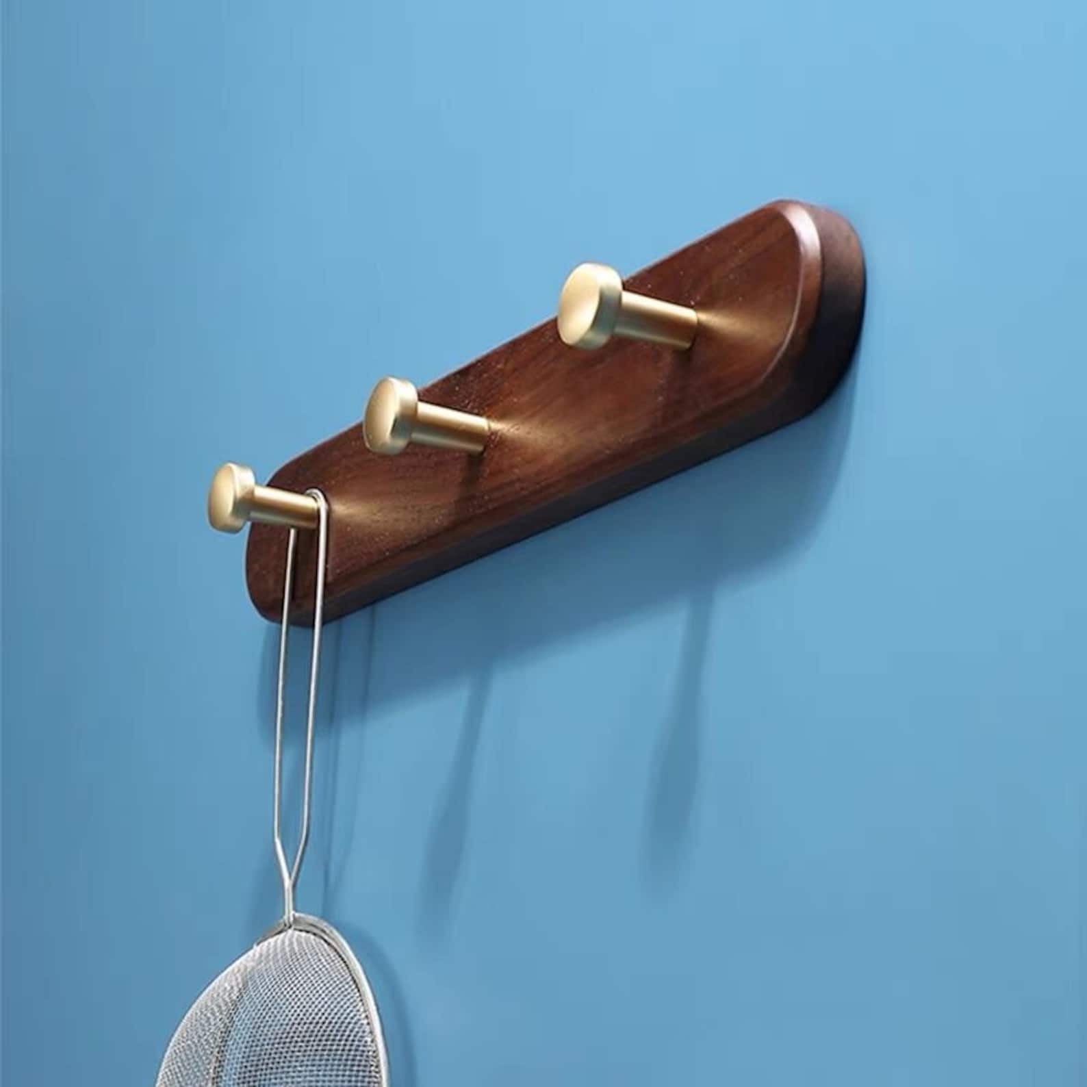 Nordic Hook Black Walnut Beech Brass Coat Hook Single Hook Bathroom ...