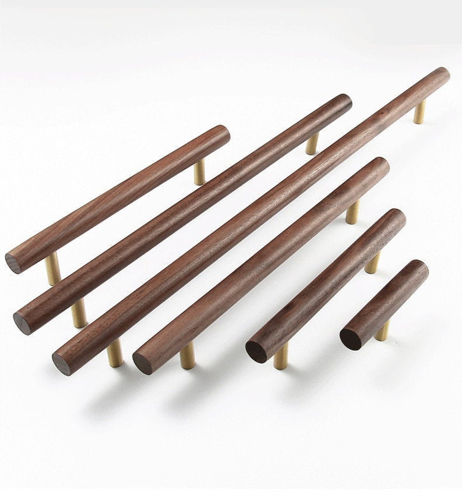 Walnut Drawer Pull Handle Brass Kitchen Cabinet Hardware Bar - Etsy