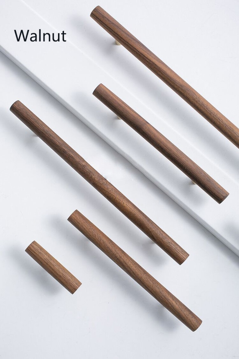 Nordic Solid Wood Pull Handle Log Color Nordic Walnut Cabinet - Etsy