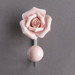 Colorful Rose Ceramic Hook for Clothes Hats Single Hook Pink Rose Hook ...