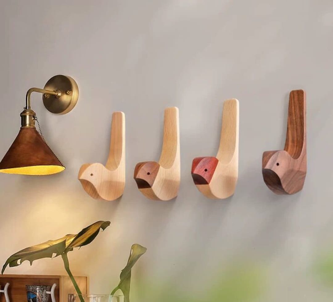 Creative Nordic Solid Wood Bird Hook Coat Hook Single Hook Wall Solid ...