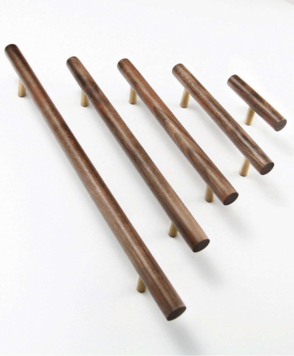 Walnut Drawer Pull Handle Brass Kitchen Cabinet Hardware Bar - Etsy