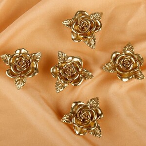 American European-style Rose Brass Knob Light Luxury Flower Drawer ...