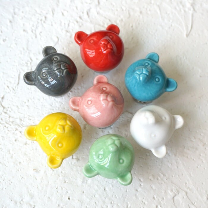 Colouful Ceramic Knob Door Knob Wardrobe Knob Pig Shape Knob | Etsy