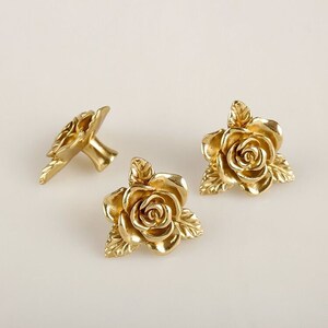 American European-style Rose Brass Knob Light Luxury Flower Drawer ...