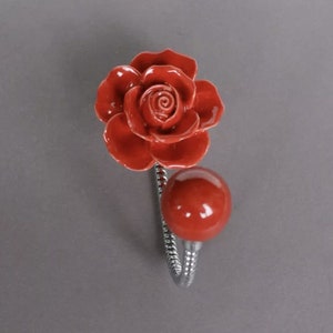 Colorful Rose Ceramic Hook for Clothes Hats Single Hook Pink Rose Hook ...