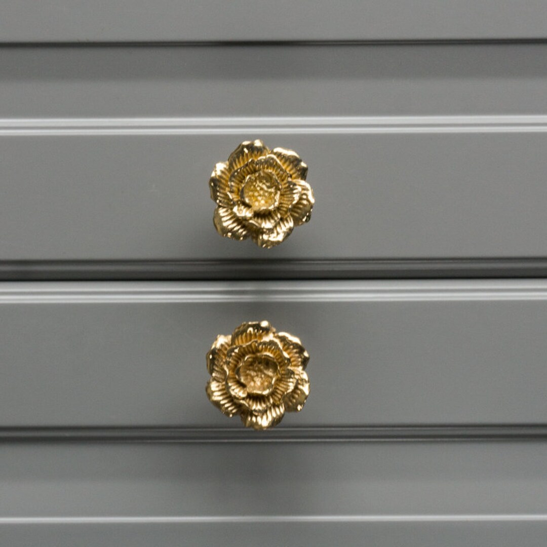 American Flowers Knob Retro Brass Cupboard Door Wardrobe Drawer Cabinet Door Small Knob - Etsy