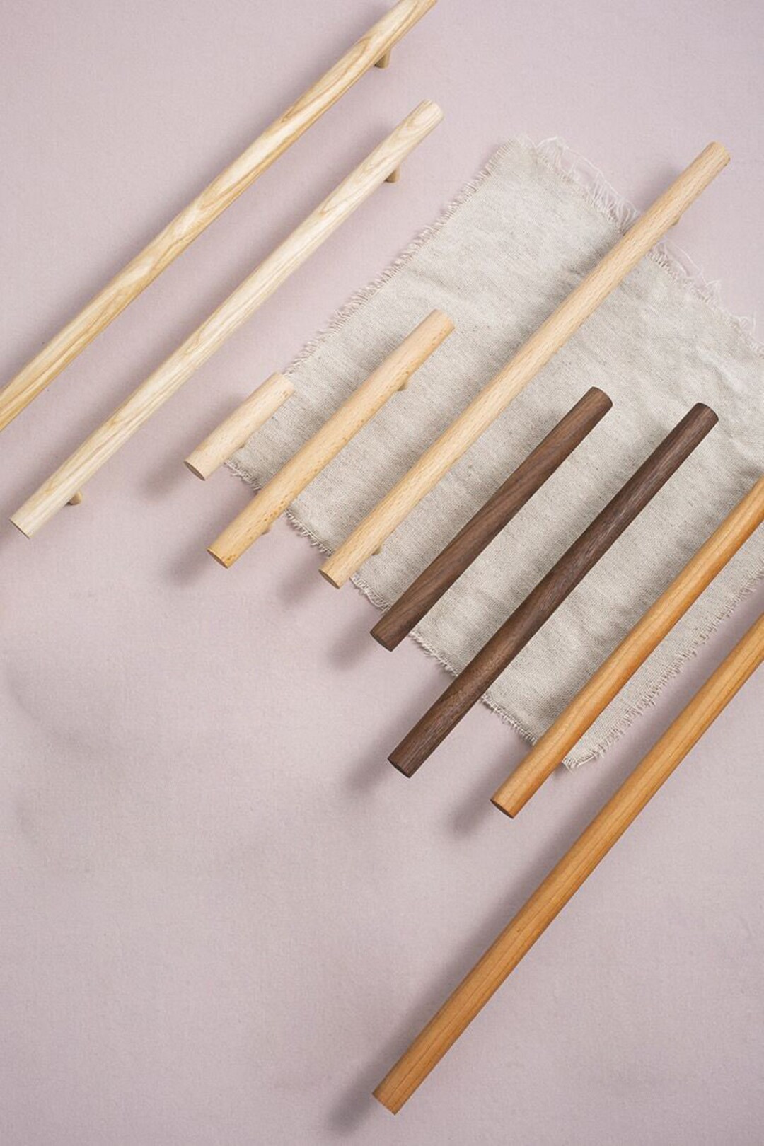 Nordic Solid Wood Pull Handle Log Color Nordic Walnut Cabinet Door Wood ...