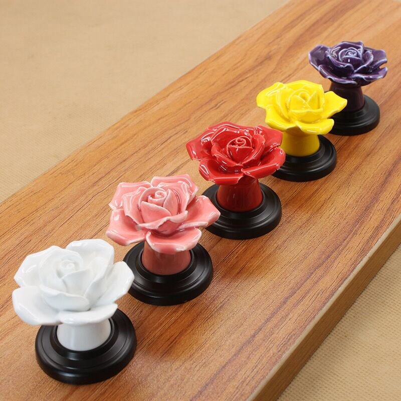 American Flower Ceramic Knob Door Knob Dresser Knob Modern Simple ...