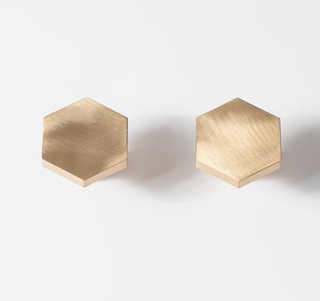 Hexagon Knob Nordic Wardrobe Brass Simple Door Knob Drawer | Etsy
