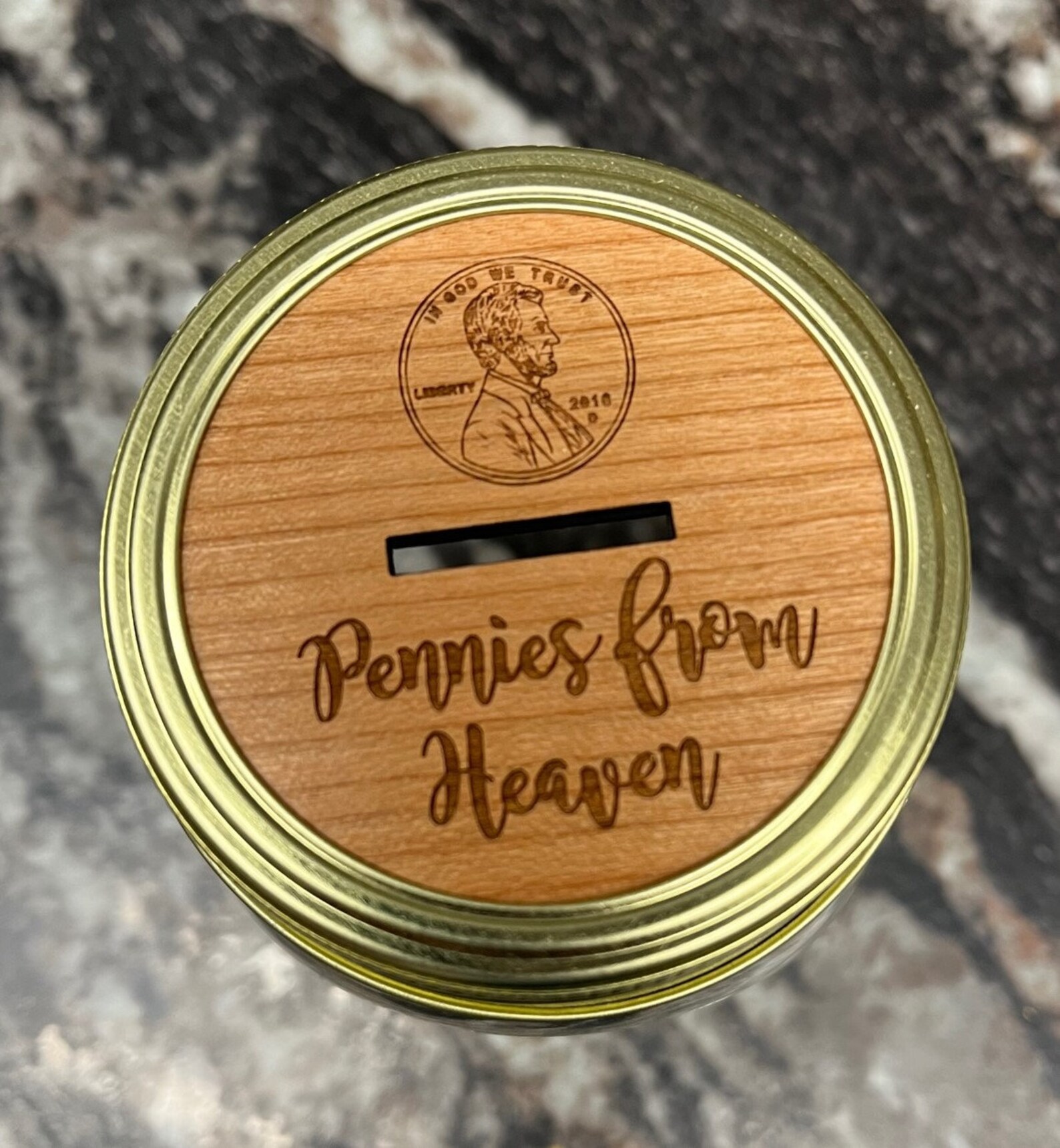 Pint Mason Jar Personalized Pennies From Heaven, Bank, Memorial Bank ...
