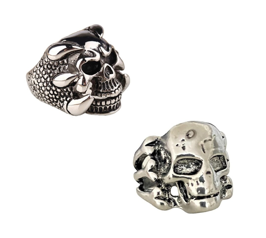 Sliver Skull Ring Punk Gothic Vintage Style Jewelry Jewellery Gift for ...