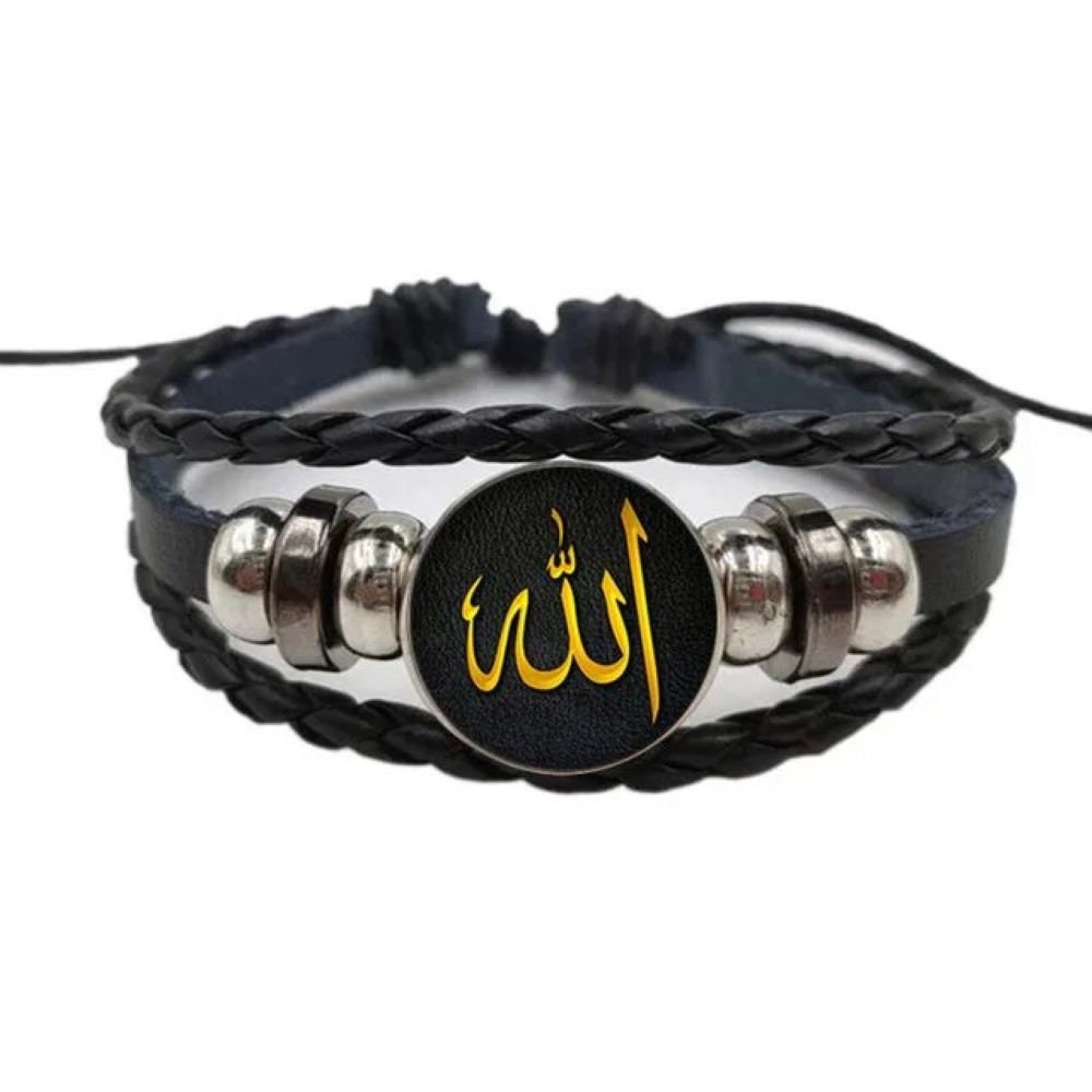 Love Allah Bracelet for Men, Islam Muslim Charm Leather Corded ...