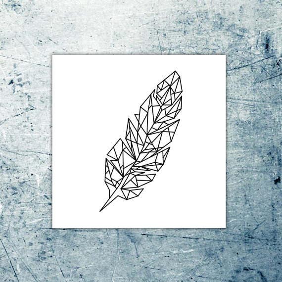 Geometrical Feather Temporary Tattoo set of 2 | Etsy