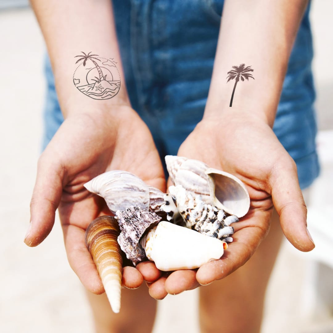 Palm Tree - Malibu Sunset - Temporary Tattoo (set of 2) - Etsy