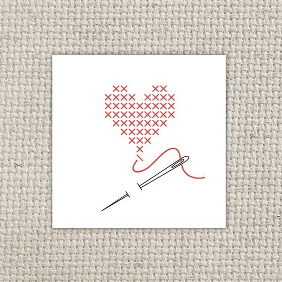 Stitched Heart With Needle Tattoo