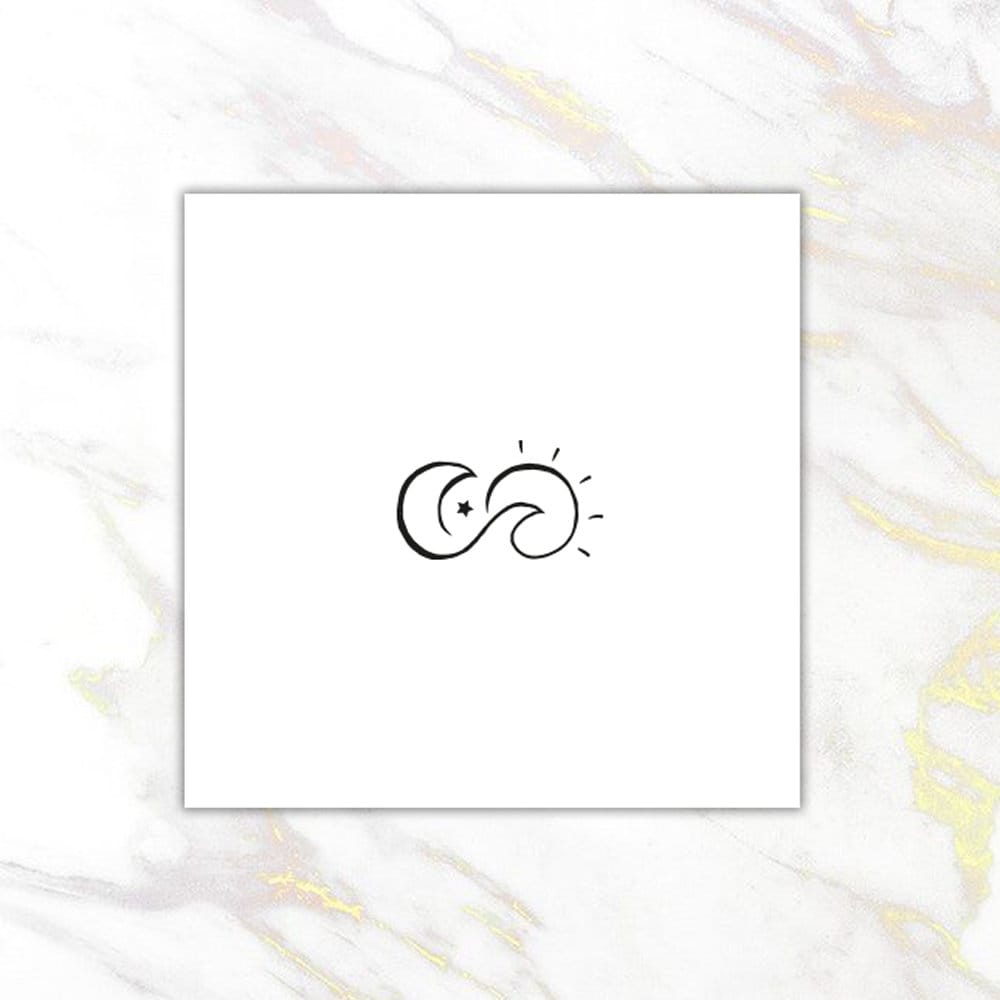 Little Moon Wave and Sun Infinity Temporary Tattoo set of - Etsy