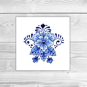 Dutch Delft Blue - Vintage Flower - Temporary Tattoo - Etsy