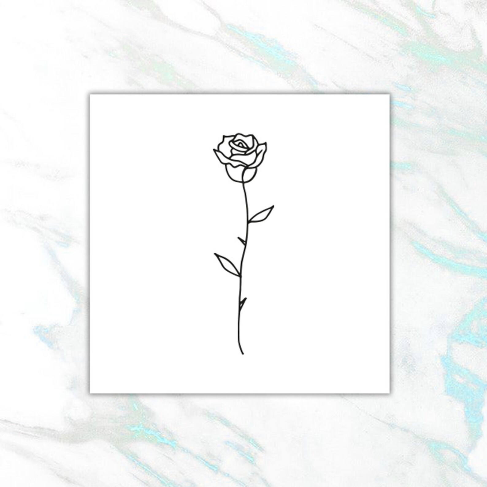 Fine Line Rose - Flower Temporary Tattoo (set of 2) - Etsy