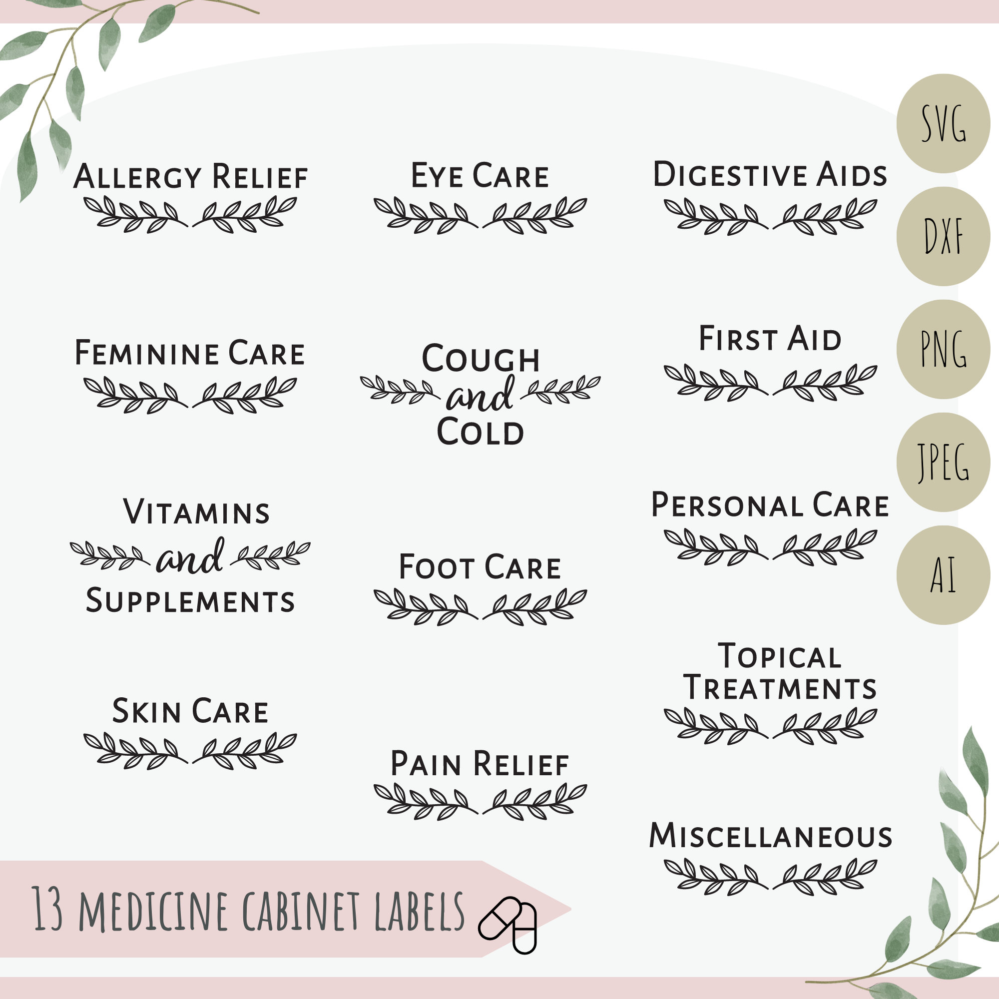 Medicine Cabinet Labels SVG, Bathroom Labels, Home Organization, Cricut ...